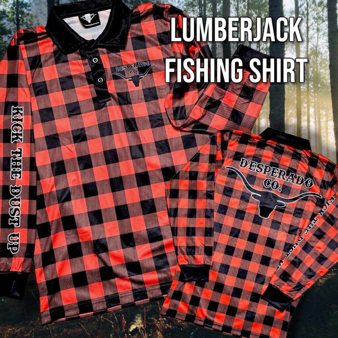Red Plaid Lumberjack Long Sleeve Polo Fishing Shirt – the Desperado co.