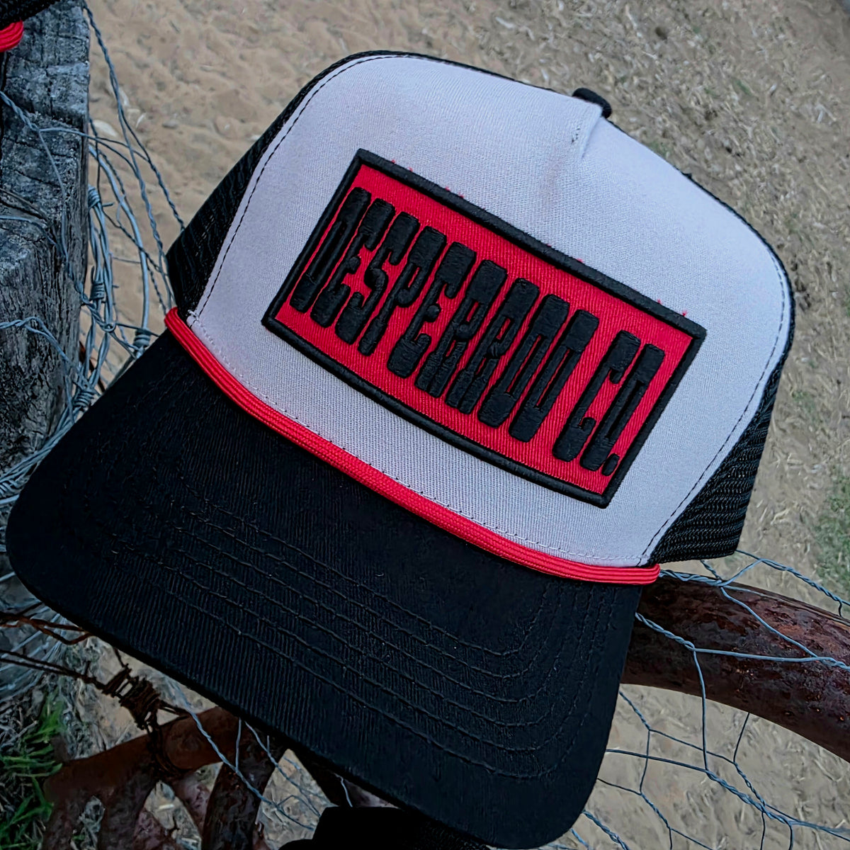 Desperado Trucker Cap Grey & Red Patch – the Desperado co.