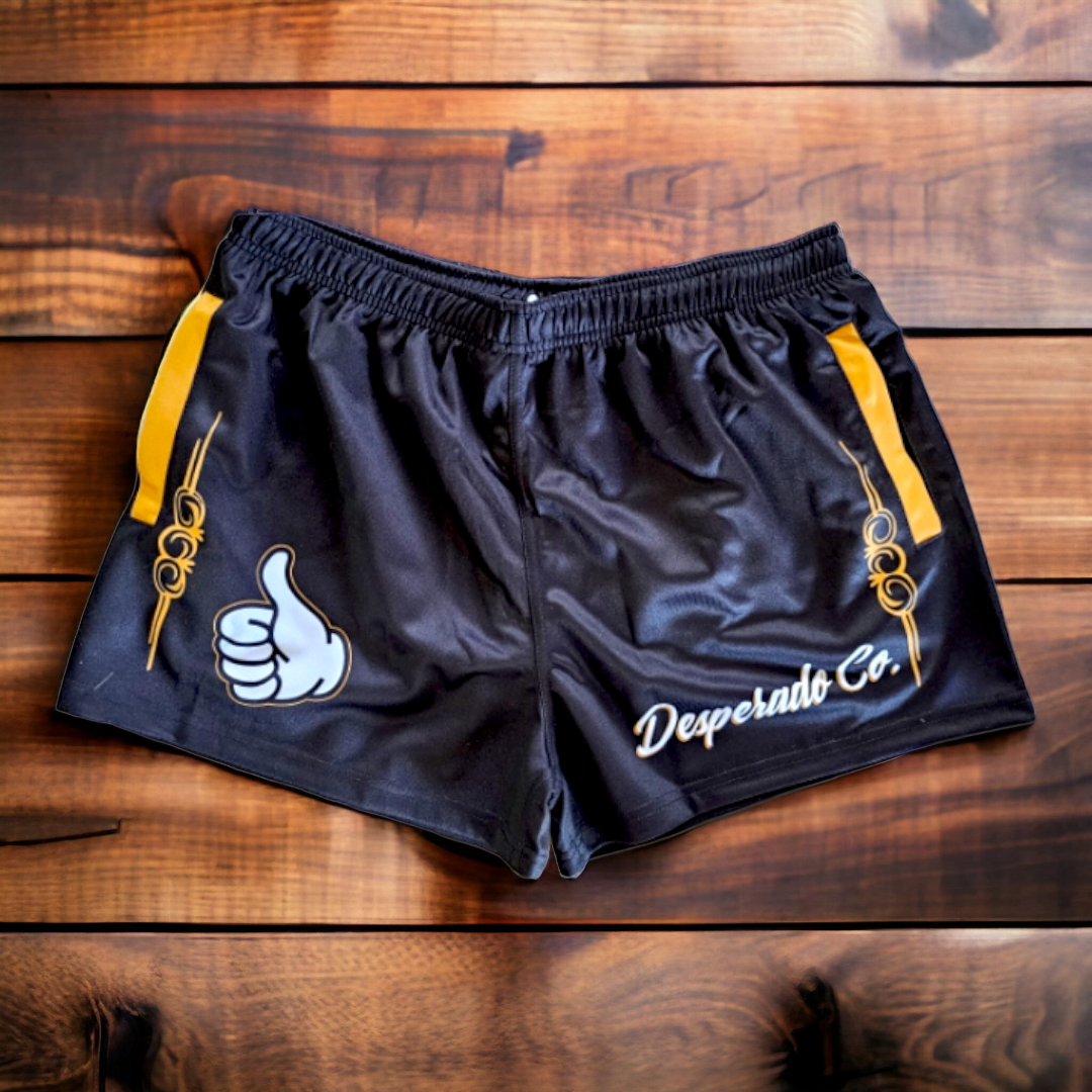Desperado Co. Respect 👍 Black Footy Shorts – the Desperado co.