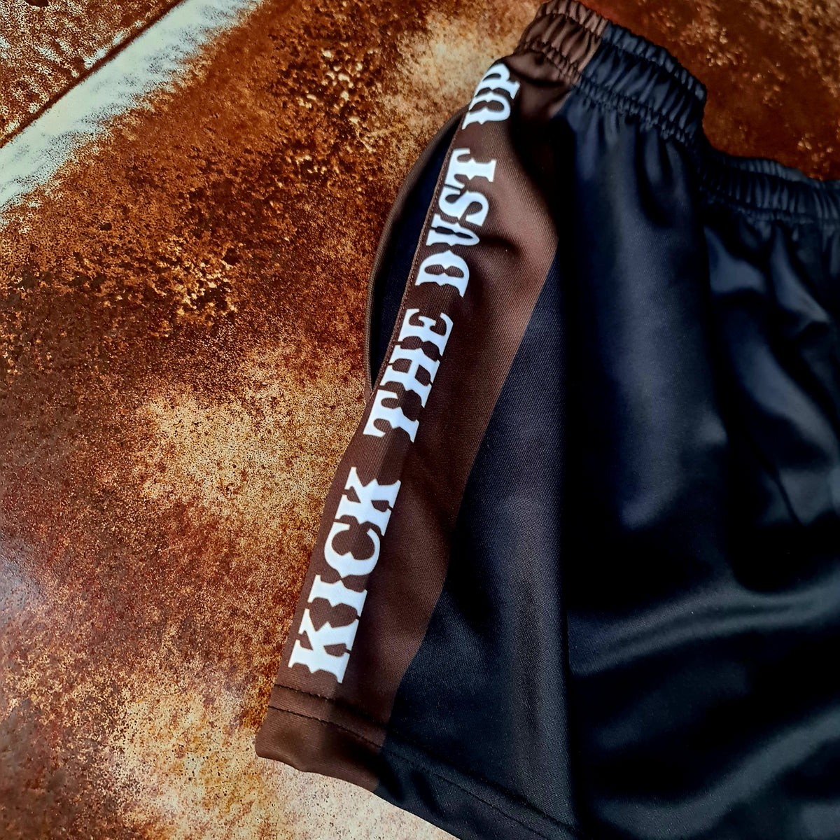 Kick The Dust Up Black Footy Shorts – the Desperado co.