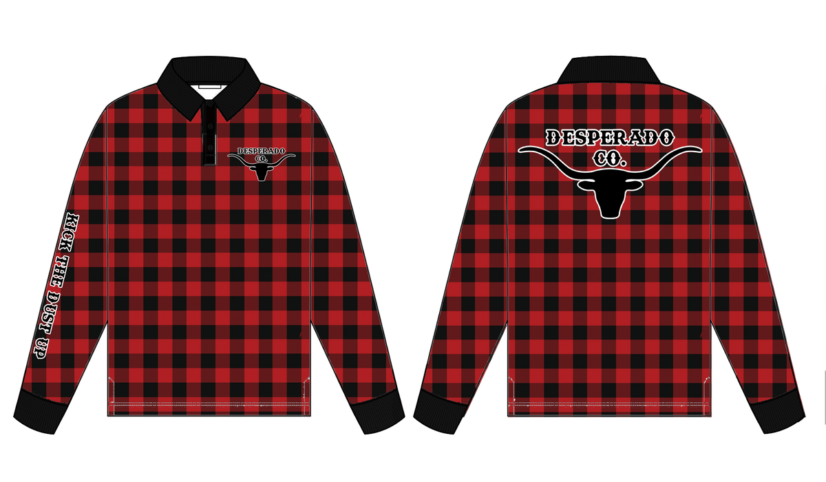 Red Plaid Lumberjack Long Sleeve Polo Fishing Shirt – the Desperado co.